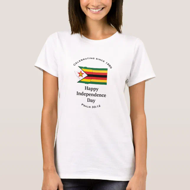 ZIMBABWE INDEPENDENCE Flag Map WHITE T-Shirt | Zazzle