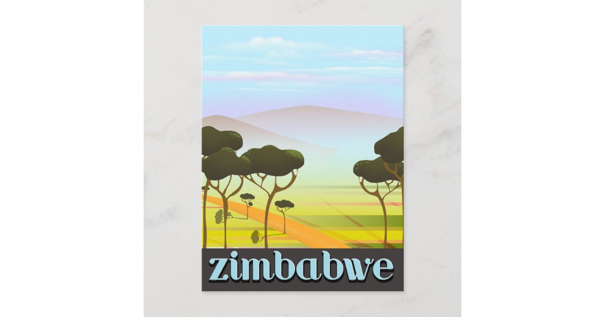 Zimbabwe landscape travel poster postcard | Zazzle