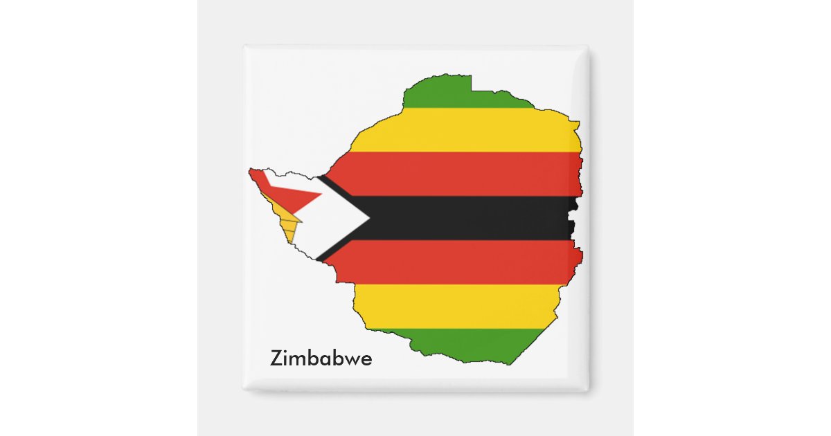 Zimbabwe Map and Flag Themed Magnet | Zazzle