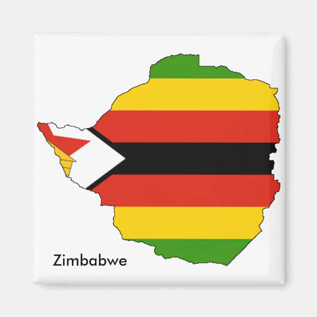 Zimbabwe Map and Flag Themed Magnet | Zazzle
