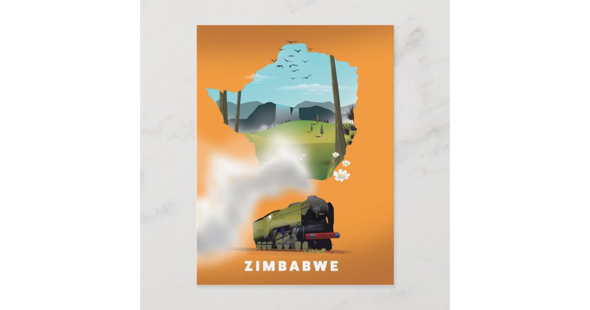 Zimbabwe Map illustrated travel poster Postcard | Zazzle