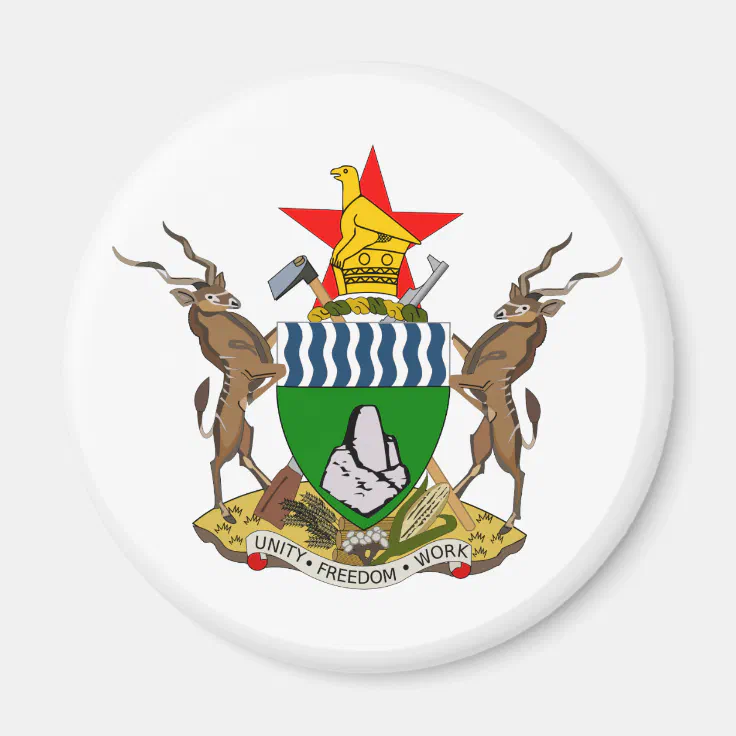Zimbabwe Official Coat Of Arms Heraldry Symbol Magnet | Zazzle
