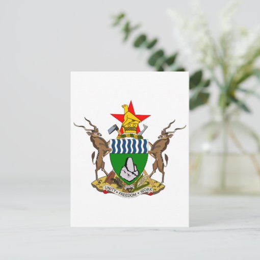 Zimbabwe Official Coat Of Arms Heraldry Symbol Postcard | Zazzle