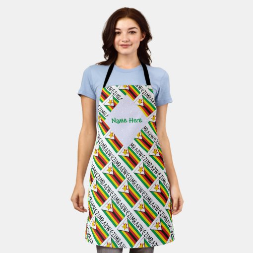 Zimbabwe Zimbabwean Flag Green Personalization Apron | Zazzle