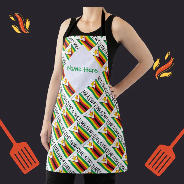Zimbabwe Zimbabwean Flag Green Personalization Apron | Zazzle