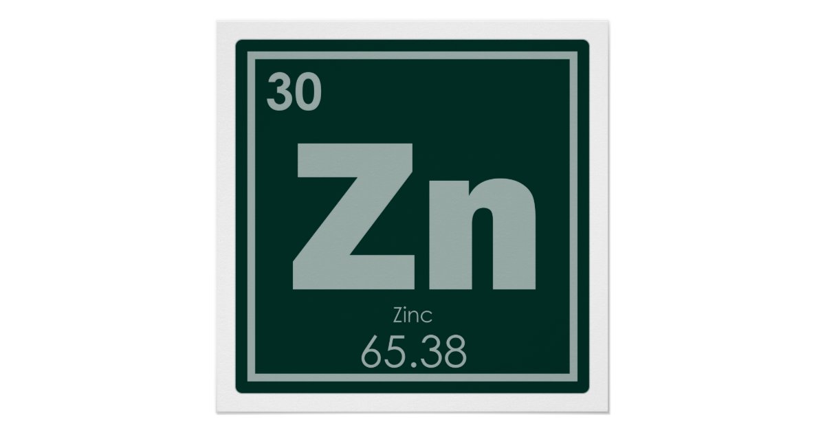 Zinc chemical element symbol chemistry formula gee poster | Zazzle