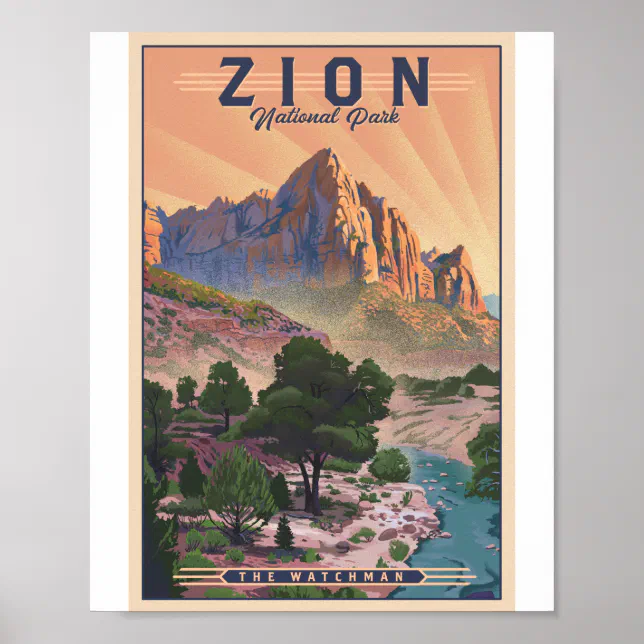 Zion National Park Litho Artwork Poster | Zazzle