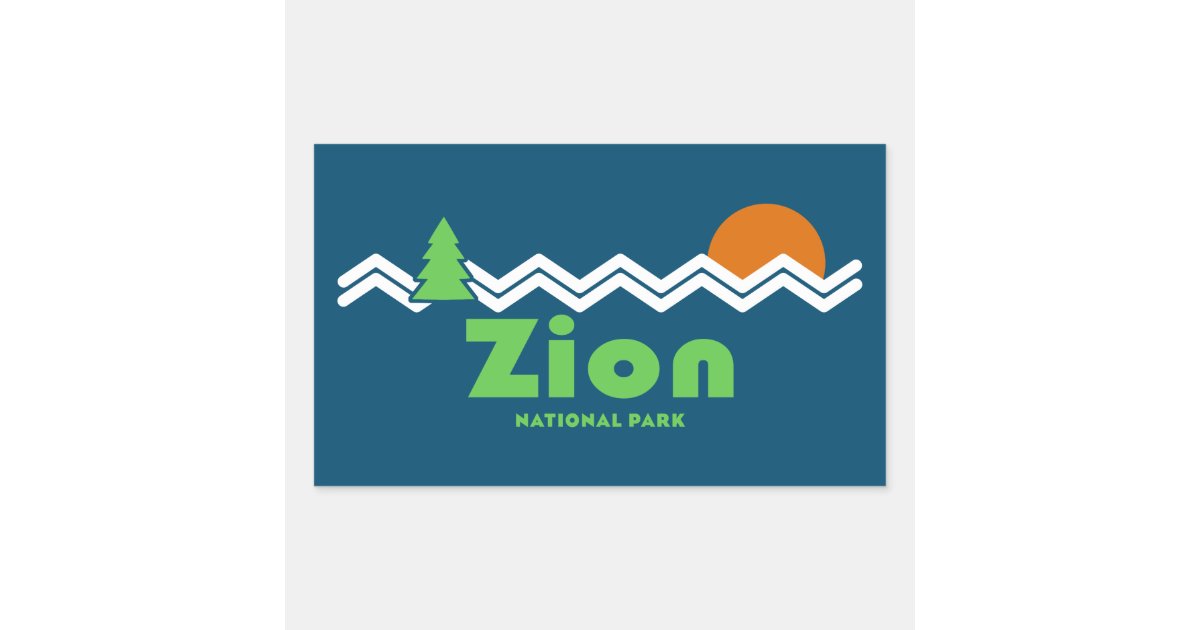 Zion National Park Retro Rectangular Sticker | Zazzle