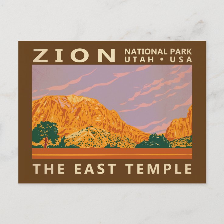 Zion National Park Utah East Temple Vintage Postcard | Zazzle