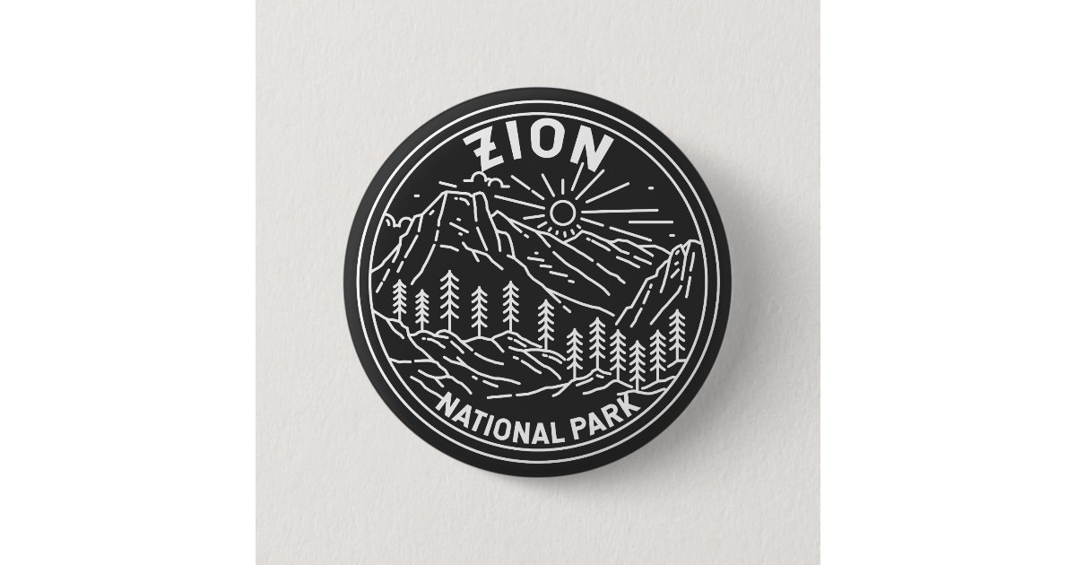 Zion National Park Utah Vintage Monoline Button | Zazzle