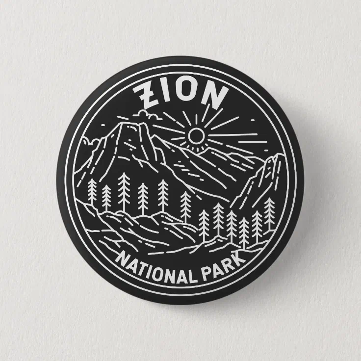 Zion National Park Utah Vintage Monoline Button | Zazzle