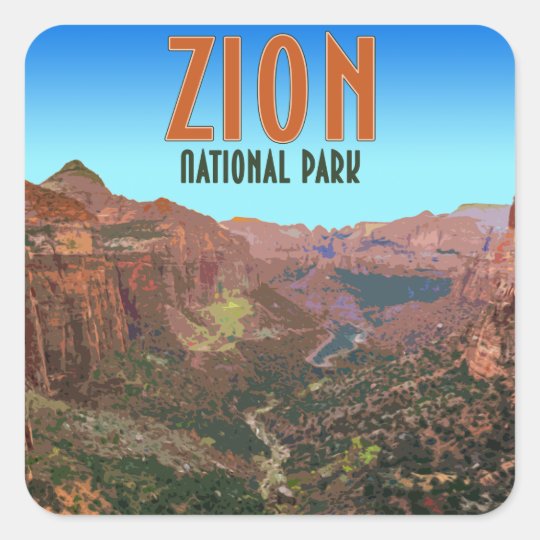 Zion National Park Utah Vintage Square Sticker | Zazzle.com