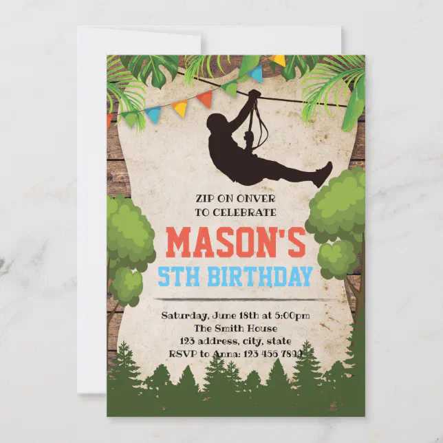 Zip line invitation | Zazzle