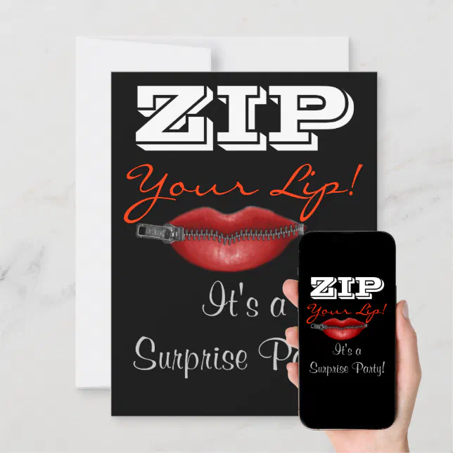 ZIP your lip surprise party invite | Zazzle