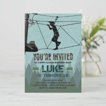 Zipline Rope Course Outdoor Adventure Birthday Invitation | Zazzle