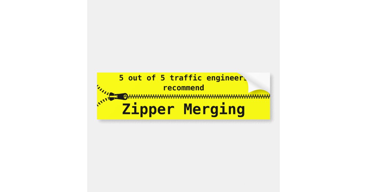 Zipper Merge Bumper Sticker | Zazzle