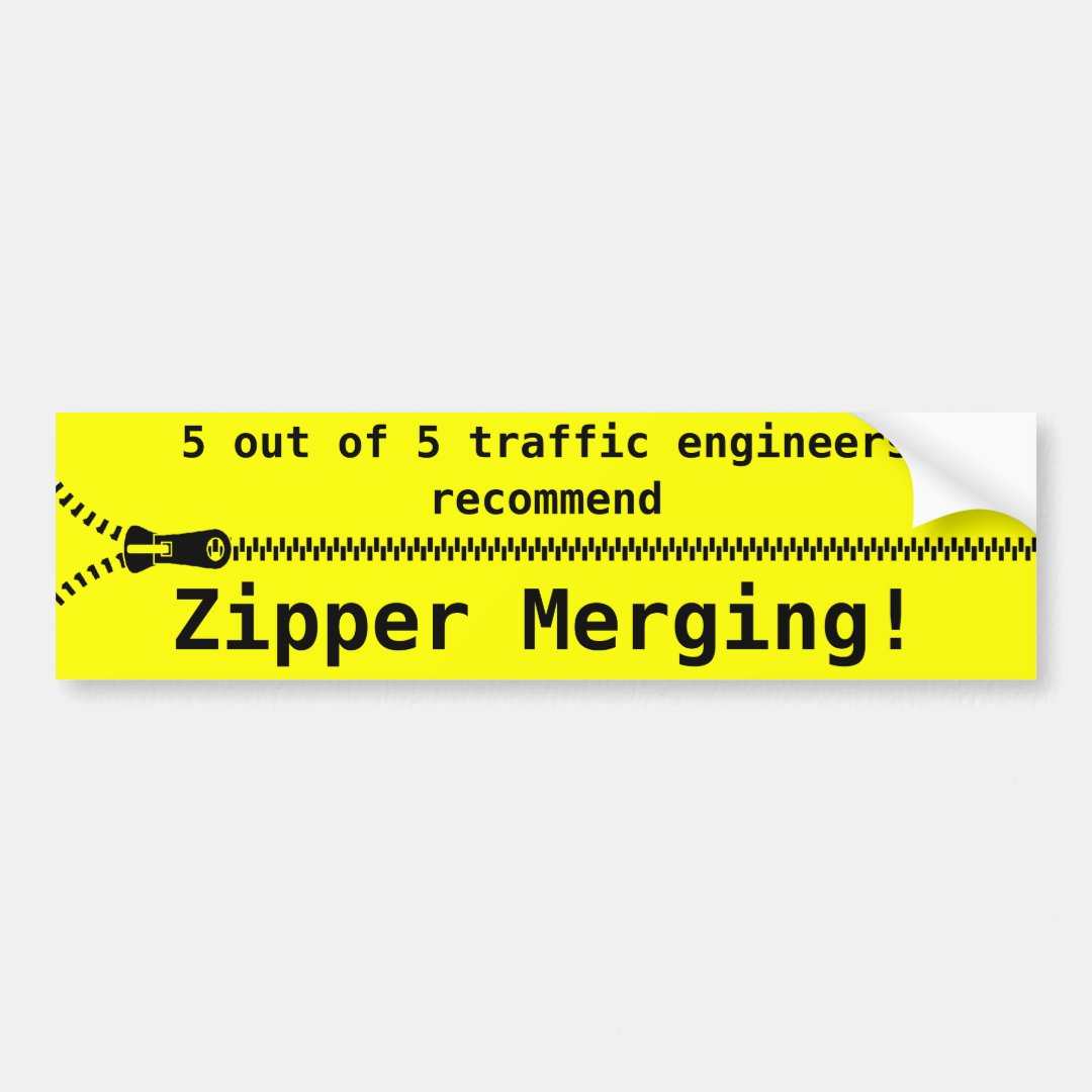 Zipper Merge Bumper Sticker | Zazzle