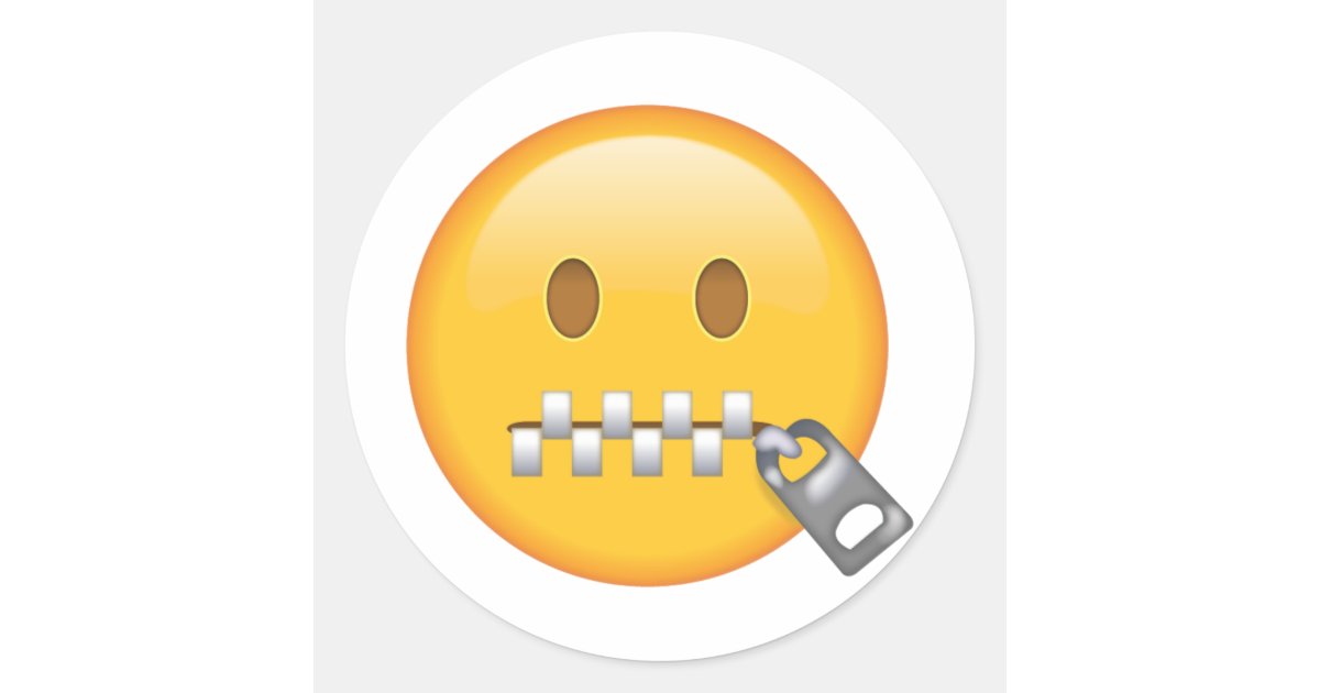 Zipper-Mouth Face - Emoji Classic Round Sticker | Zazzle