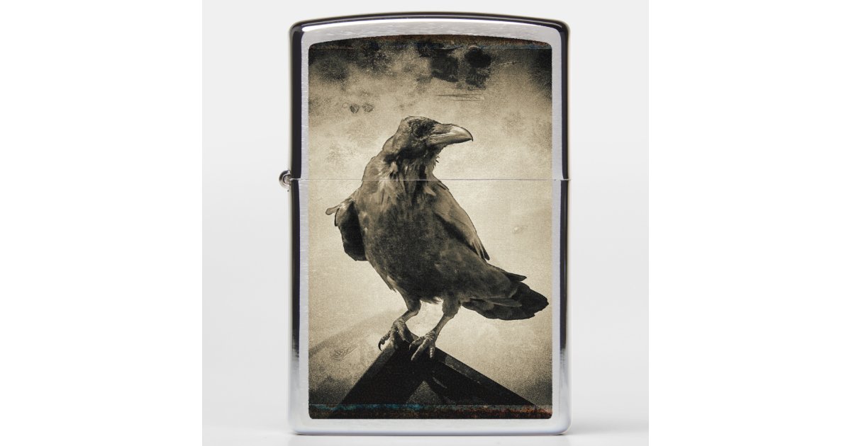 Zippo Lighter Vintage Raven Design | Zazzle