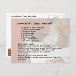 Zippy Meatballs Recipe Postcard | Zazzle