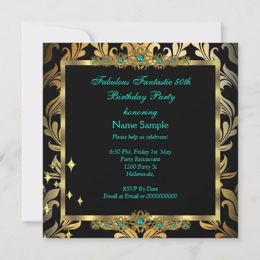 ZIZZAGO DESIGN Fabulous Jade Gold Damask Party 2 Invitation | Zazzle