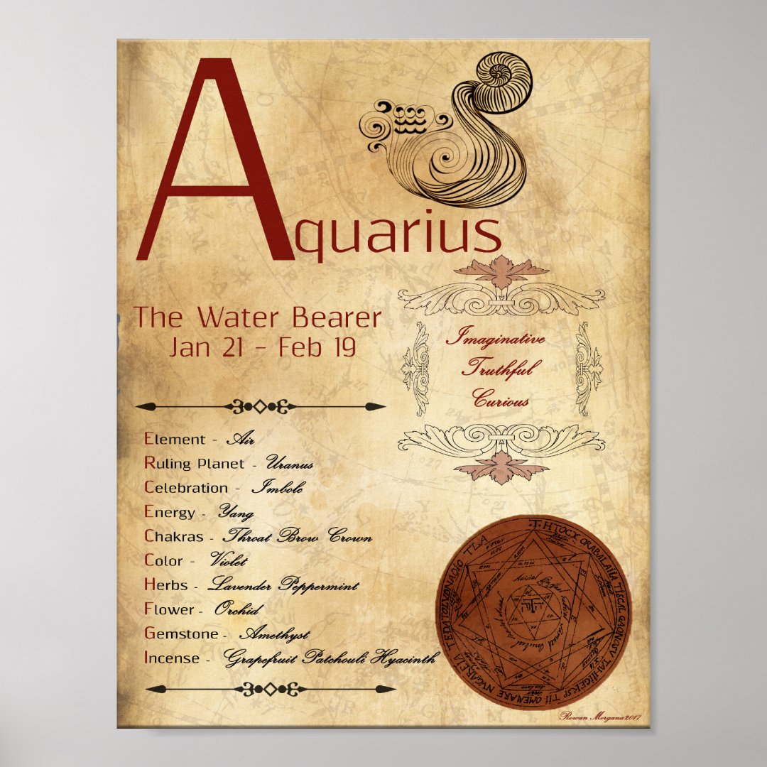 ZODIAC AQUARIUS Birth Sign POSTER | Zazzle