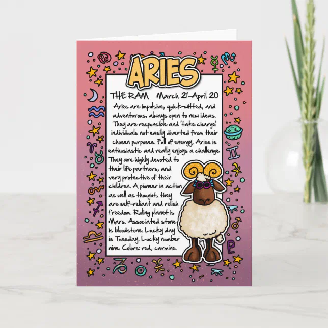 Zodiac - Aries Fun Facts Card | Zazzle