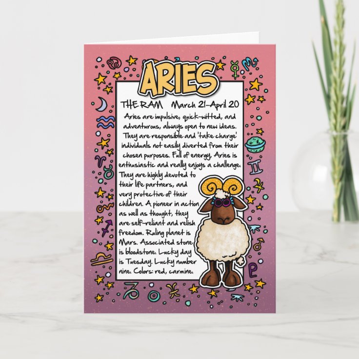 Zodiac — Aries Fun Facts Card | Zazzle