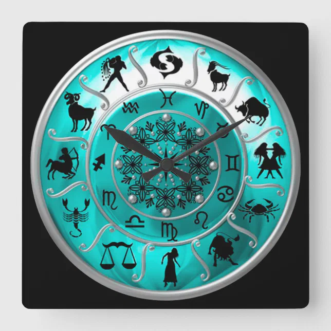 Zodiac ~ Astrological Signs ~ Horoscope ~ Square Wall Clock | Zazzle