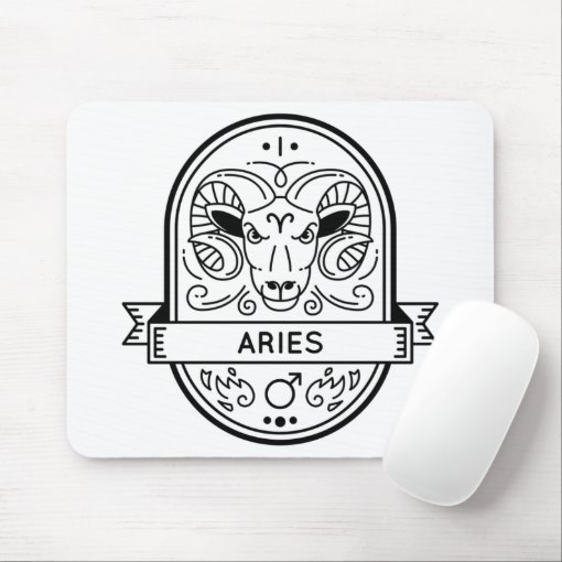 ZODIAC BADGE SYMBOL ARIES STROKE MOUSE PAD | Zazzle