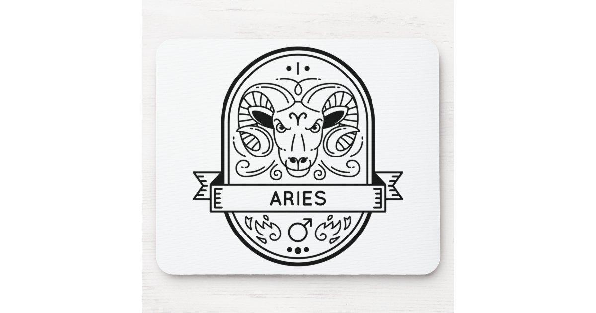 ZODIAC BADGE SYMBOL ARIES STROKE MOUSE PAD | Zazzle