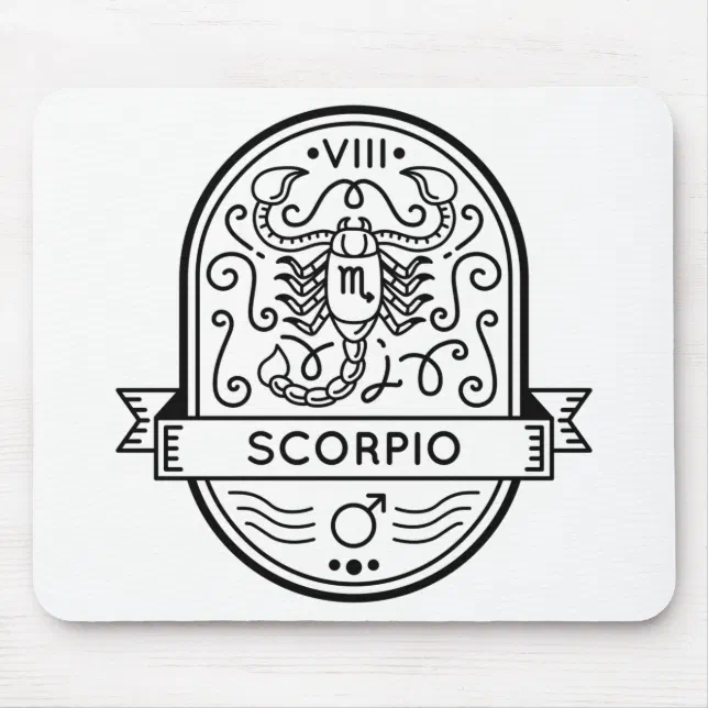 ZODIAC BADGE SYMBOL SCORPIO STROKE MOUSE PAD | Zazzle