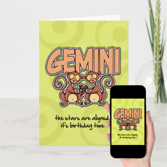Zodiac Birthday - Gemini Card | Zazzle