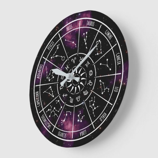 Zodiac Calendar | Astrology Star Sign Symbols Large Clock | Zazzle