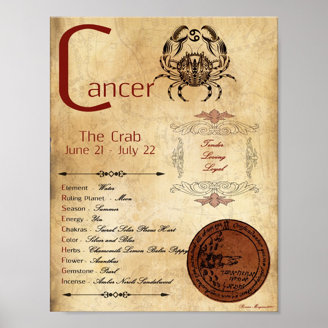 ZODIAC CANCER Birth Sign POSTER | Zazzle