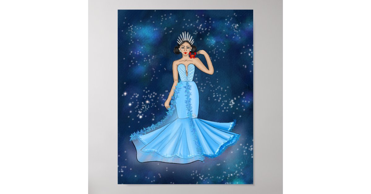Zodiac Cancer Goddess Fashion Illustration Poster | Zazzle