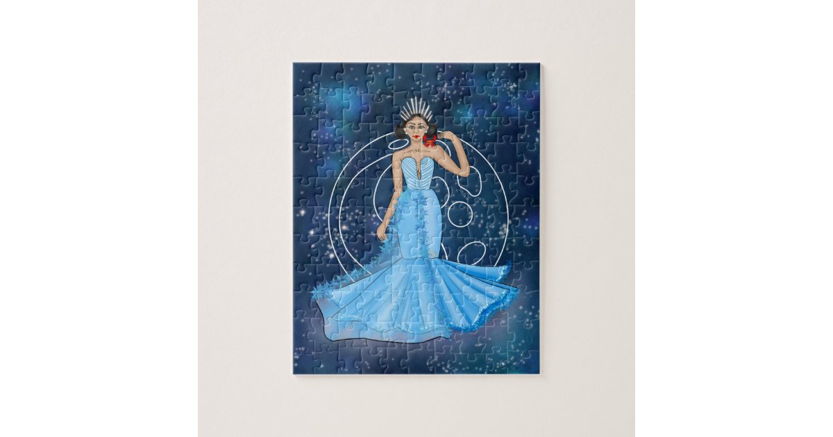 Zodiac Cancer Goddess Illustration with Moon Jigsaw Puzzle | Zazzle