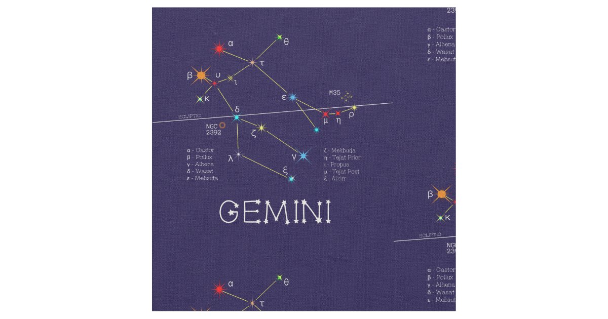 Zodiac Constellation Gemini Fabric | Zazzle