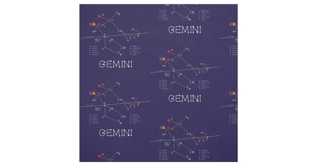 Zodiac Constellation Gemini Fabric | Zazzle