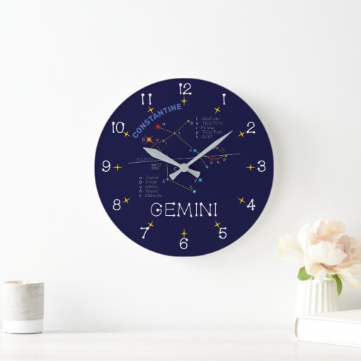 Zodiac Constellation Gemini Large Clock | Zazzle