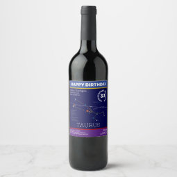 Zodiac Constellation Taurus Wine Label | Zazzle