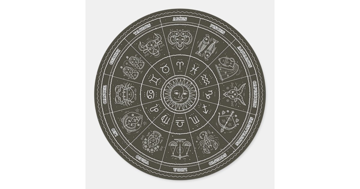 Zodiac Constellation Wheel Classic Round Sticker | Zazzle