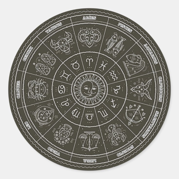 Zodiac Constellation Wheel Classic Round Sticker | Zazzle