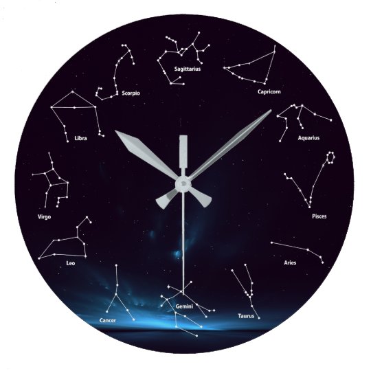 ZODIAC CONSTELLATIONS LARGE CLOCK | Zazzle.com