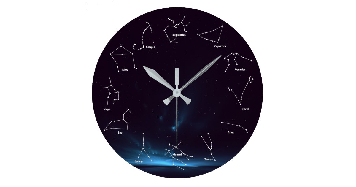 ZODIAC CONSTELLATIONS LARGE CLOCK | Zazzle
