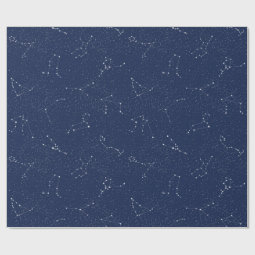 Zodiac Constellations with a Dark Blue Starry Sky Wrapping Paper | Zazzle