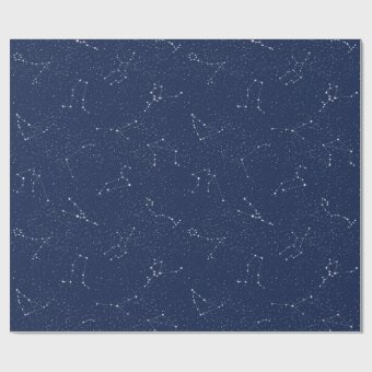 Zodiac Constellations with a Dark Blue Starry Sky Wrapping Paper | Zazzle