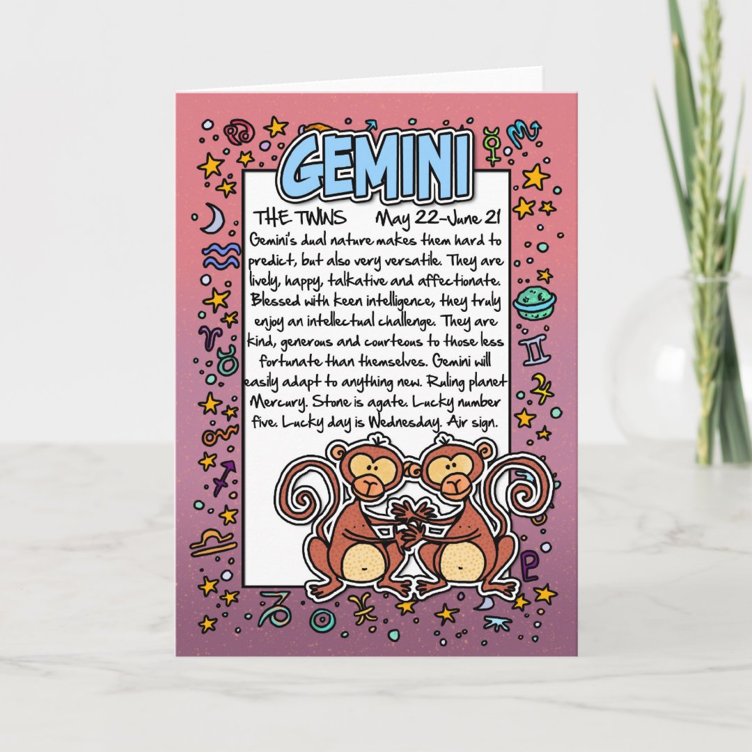 Zodiac - Gemini Fun Facts Card | Zazzle