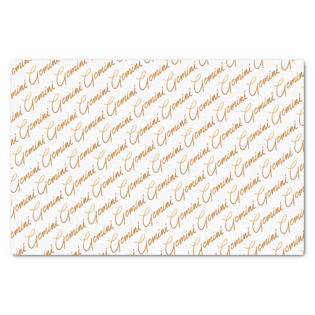 Zodiac "Gemini" Gold Script Tissue Paper | Zazzle