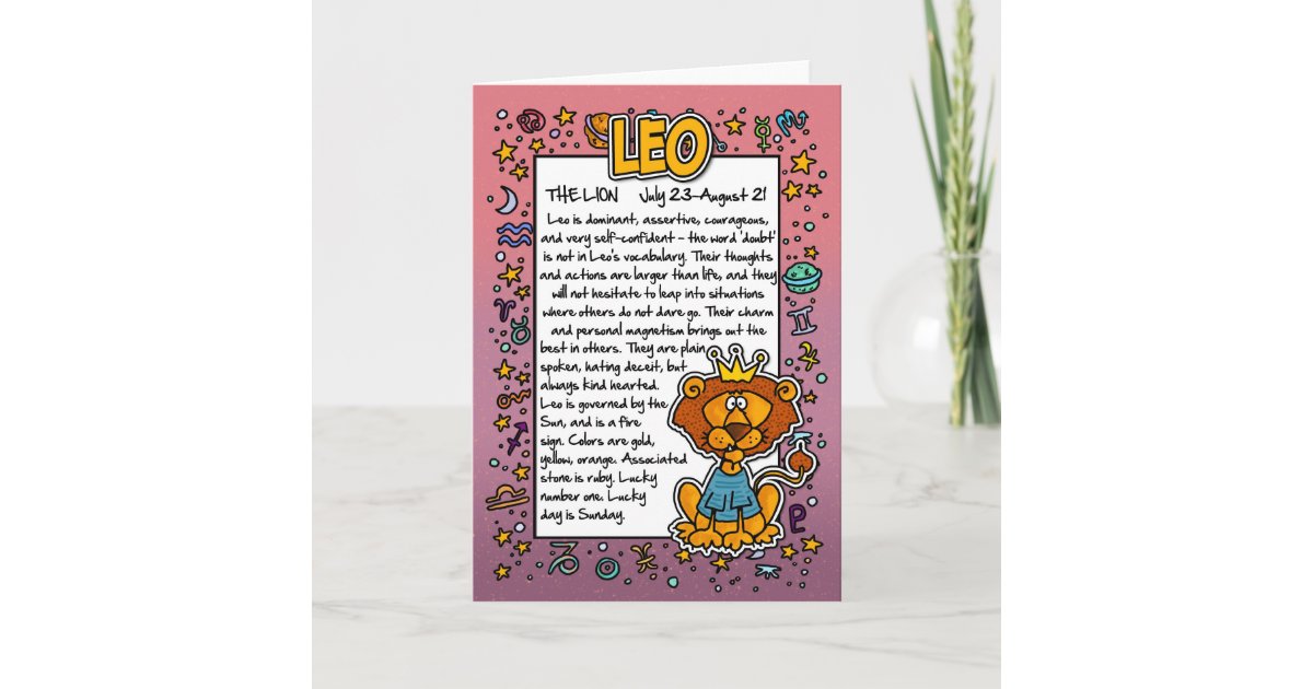 Zodiac - Leo Fun Facts Card | Zazzle